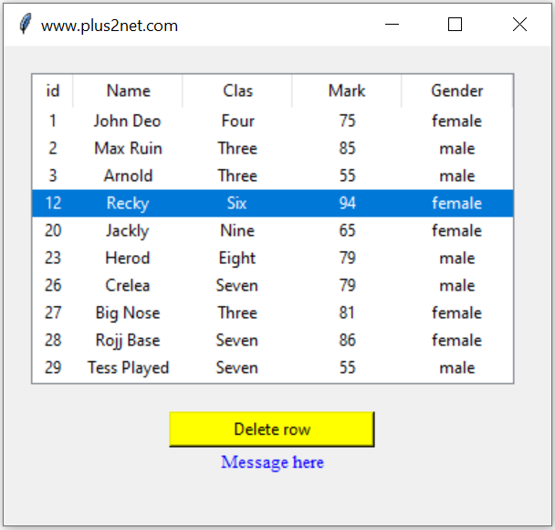 Deleting Selected Record From From MySQL Database Table And Treeview Of 